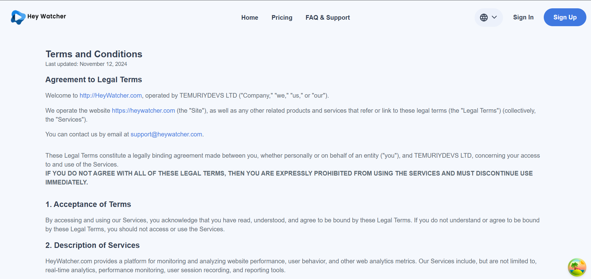 Terms and Conditions | Hey Watcher AI